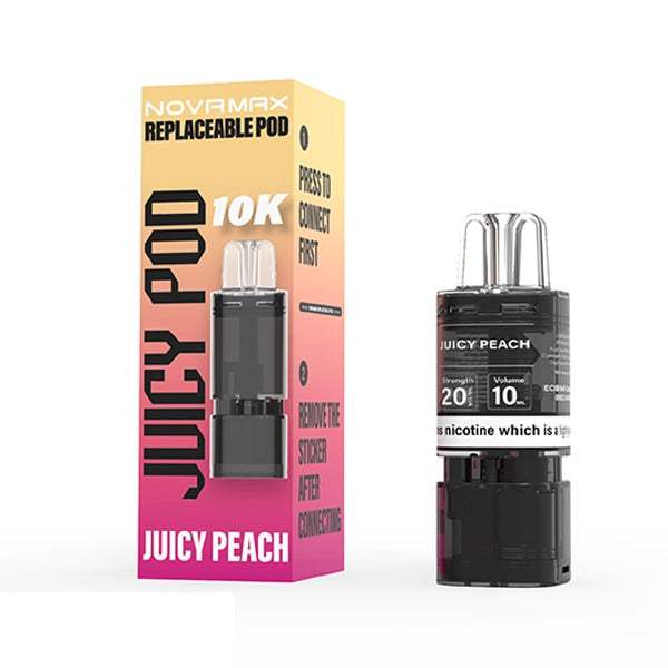 JUICY PEACH - JUICY POD NOVAMAX 10K PRE-FILLED POD – Vapeslough