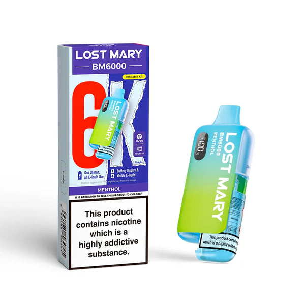LOST MARY BM6000 v2 MENTHOL PRE-FILLED VAPE KIT - 20mg – Vapeslough